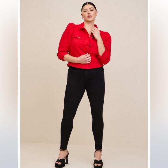 torrid | Jackets & Coats | Torrid Red Jean Trucker Jacket | Poshmark